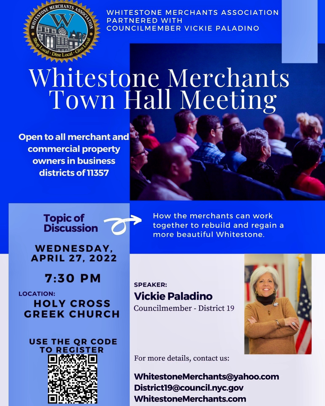Whitestone Merchants Town Hall Meeting on April 27, 2022 - Vickie Paladino